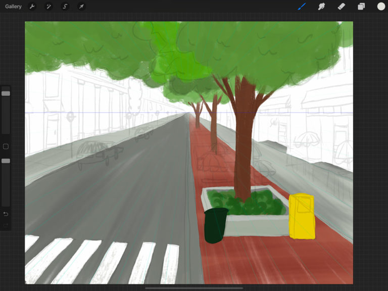 Using Procreate's Perspective Guide to Draw an Urban Street Scene ...